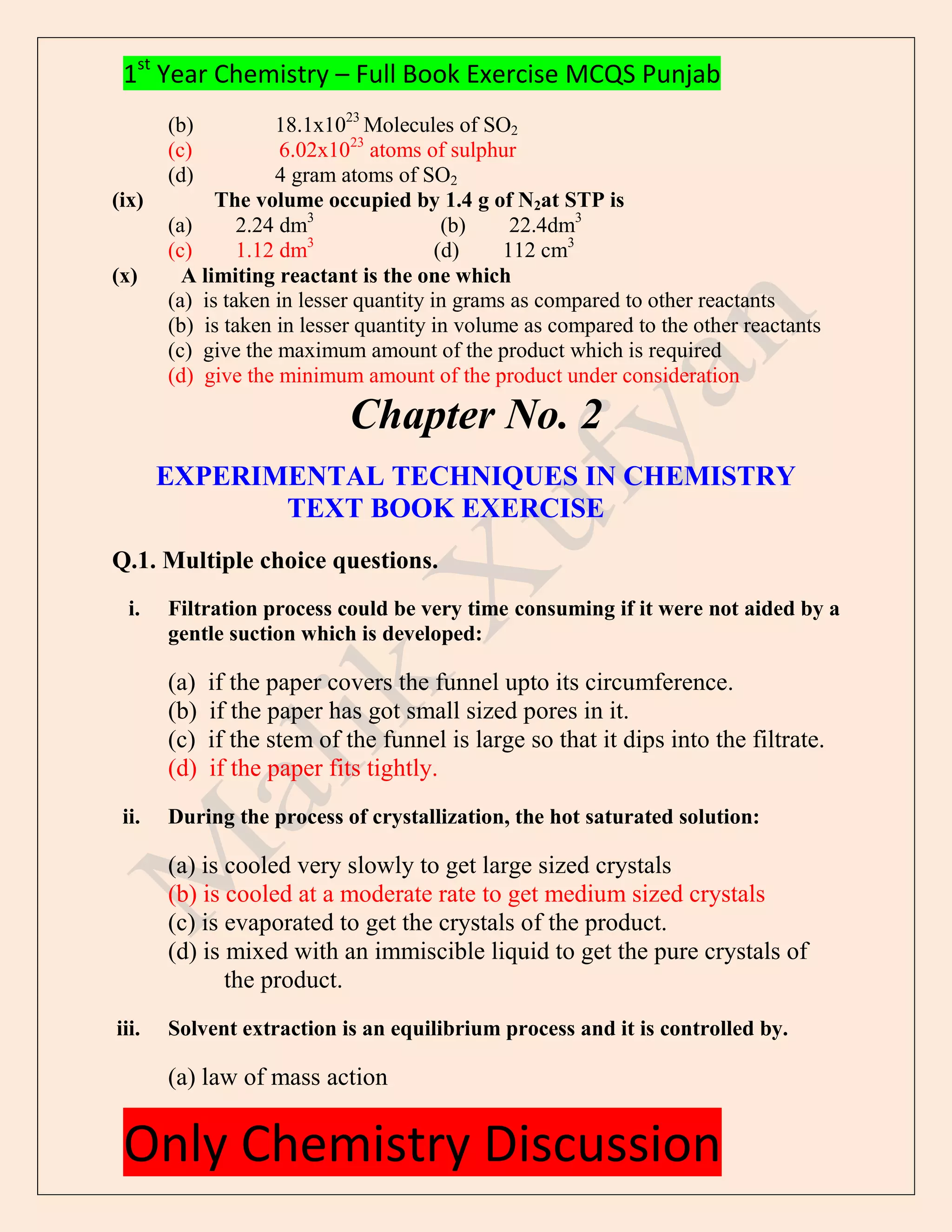 First Year Chemistry_Full Book Exercise Mcqs Solved | PDF