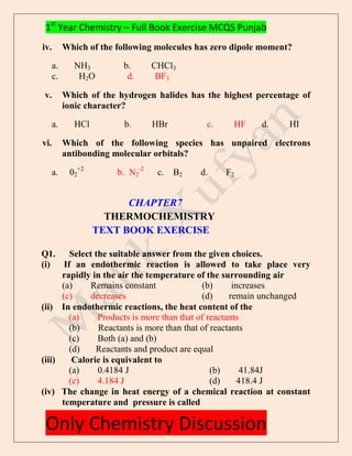 First Year Chemistry_Full Book Exercise Mcqs Solved | PDF