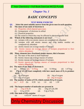 First Year Chemistry_Full Book Exercise Mcqs Solved | PDF