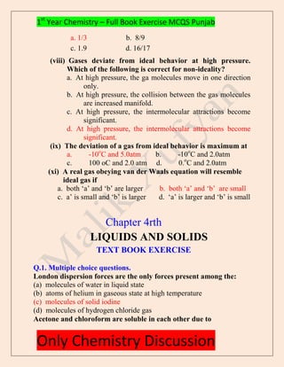 First Year Chemistry_Full Book Exercise Mcqs Solved | PDF | Chemistry ...