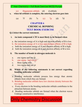 First Year Chemistry_Full Book Exercise Mcqs Solved | PDF