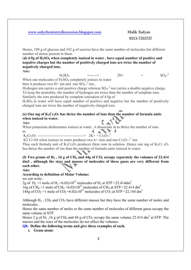1st year chemistry full book short question ans | PDF | Chemistry | Science