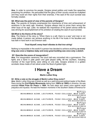 1st Year English Book Notes (HSSC-I) | RTF
