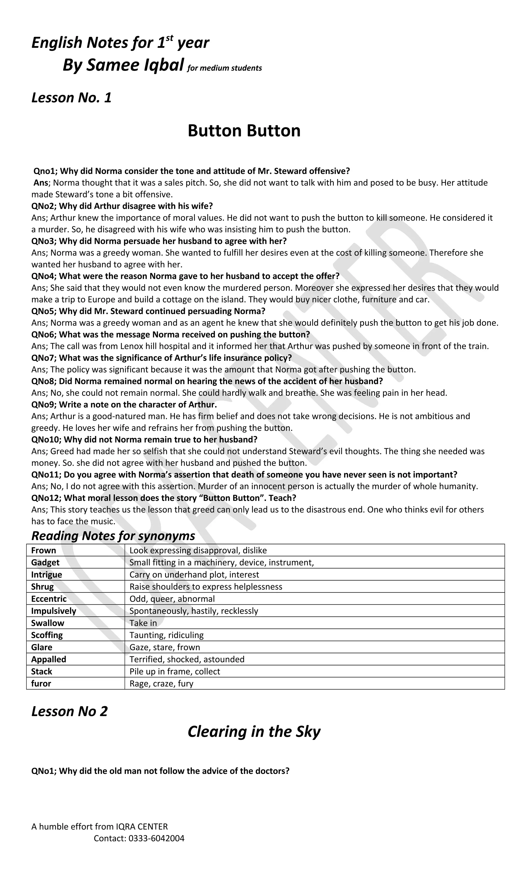 1styearenglishnotes 151118133825-lva1-app6892 | PDF