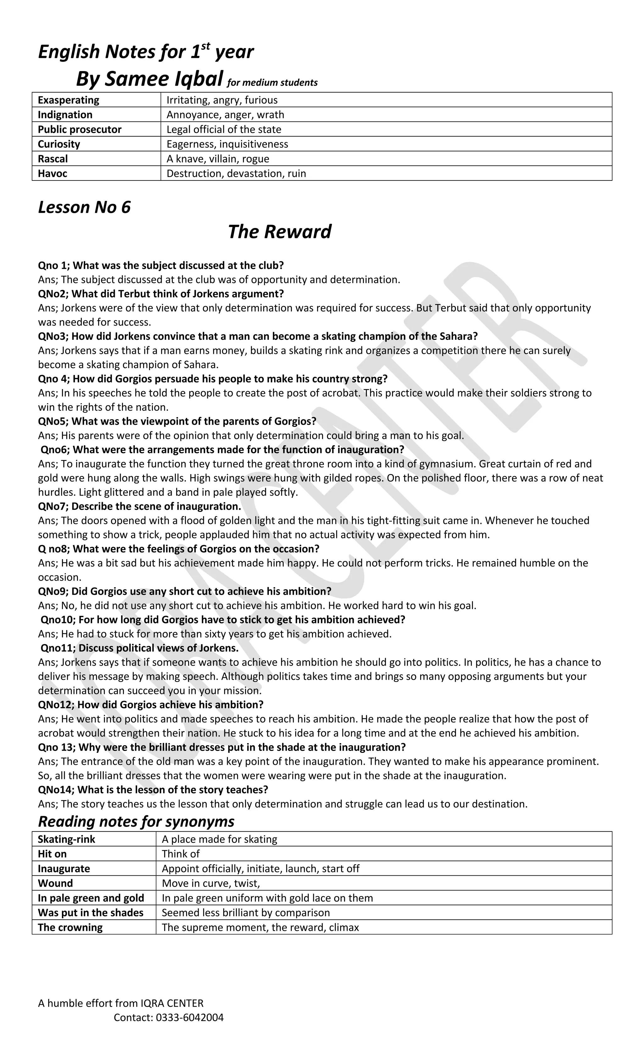 1styearenglishnotes 151118133825-lva1-app6892 | PDF