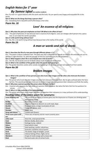 1styearenglishnotes 151118133825-lva1-app6892 | PDF