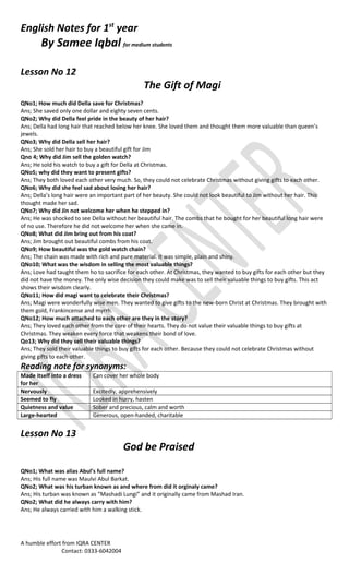 1st year english | DOC