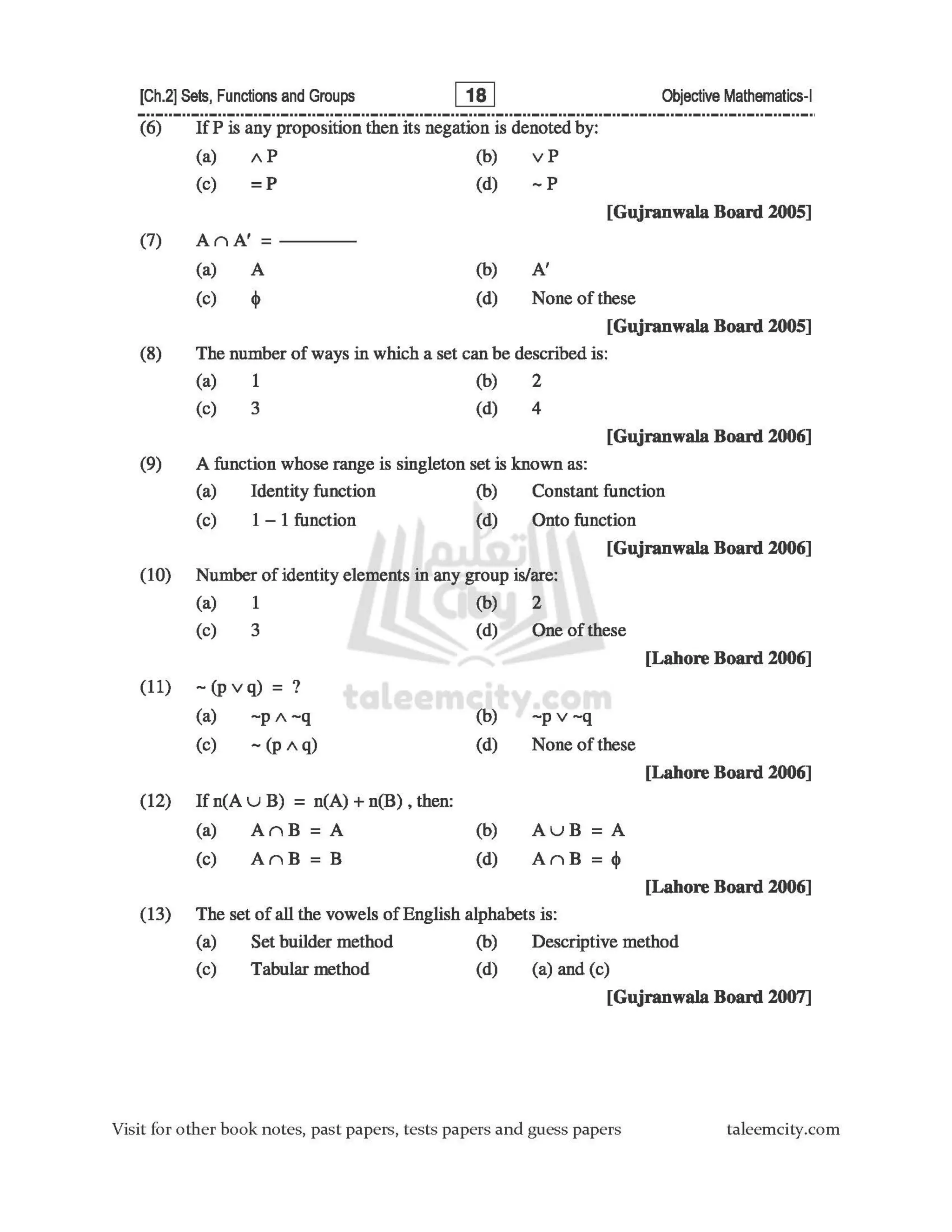 1st Year Math MCQs.pdf(1).PDFvhjijkkkkkk | PDF