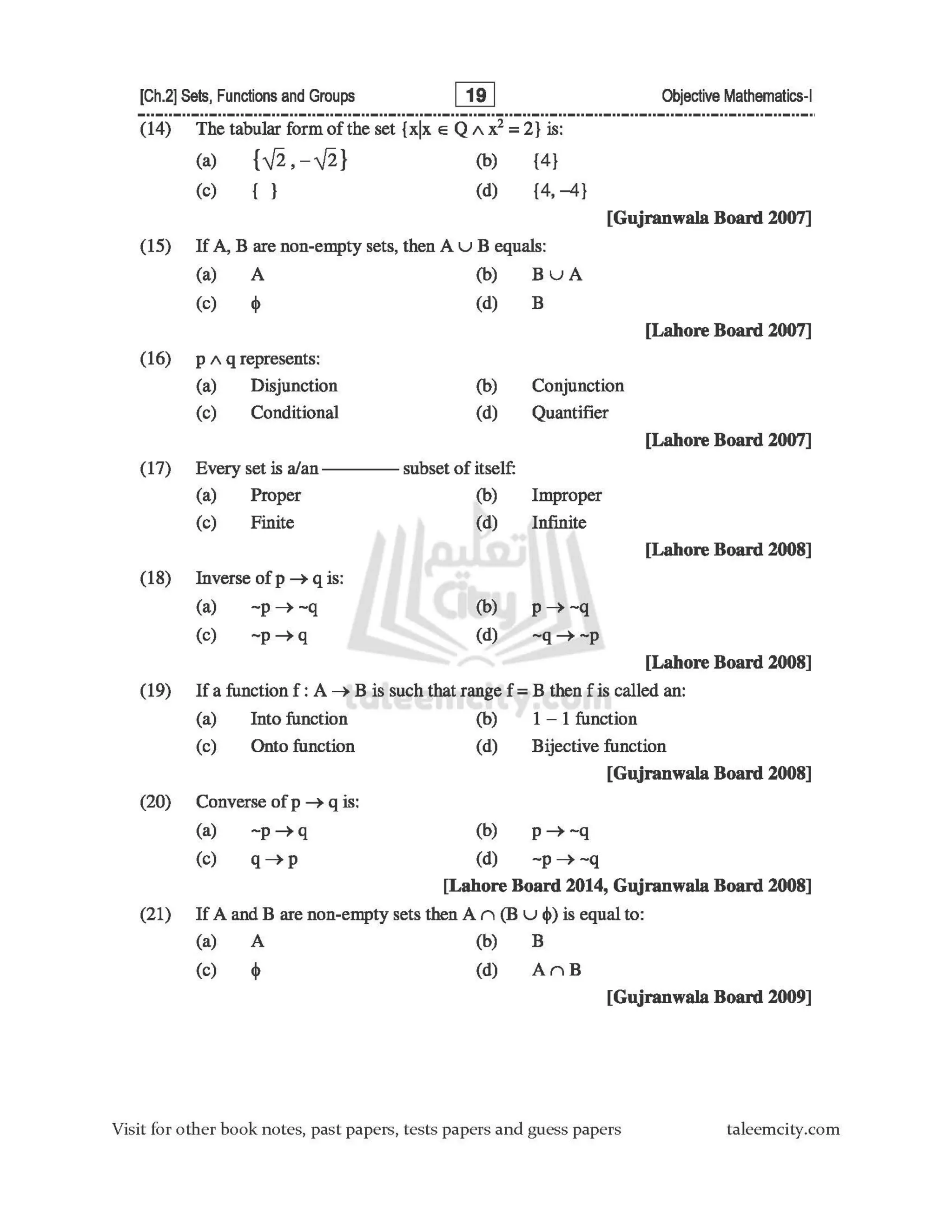 1st Year Math MCQs.pdf(1).PDFvhjijkkkkkk | PDF