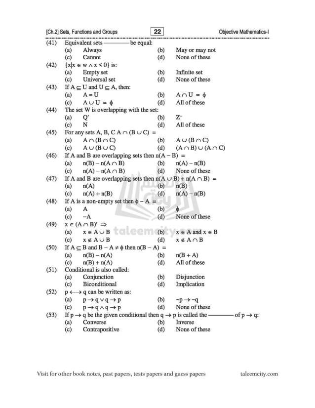 1st Year Math MCQs.pdf(1).PDFvhjijkkkkkk | PDF