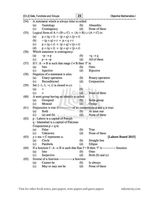 1st Year Math MCQs.pdf(1).PDFvhjijkkkkkk | PDF