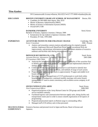 1st Year MBA Resume Sample | PDF
