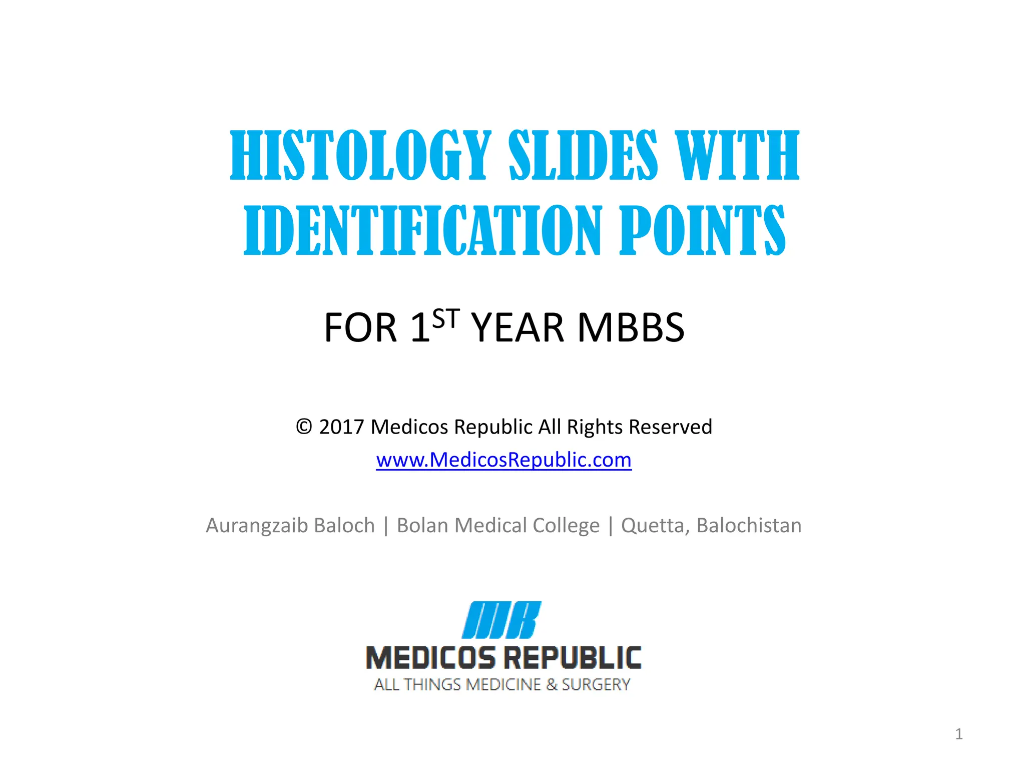 1st Year MBBS Histology Slides and Identification Points (FINAL).pdf