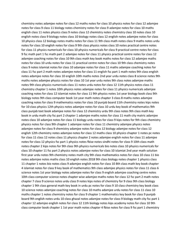 9th class notes , guides pdf free download | PDF | Secondary Education ...