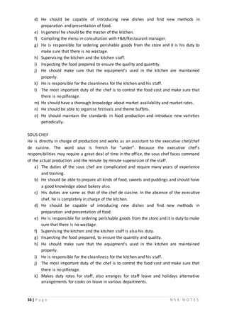 BSc HOTEL MANAGEMENT 1st year notes1 | DOCX