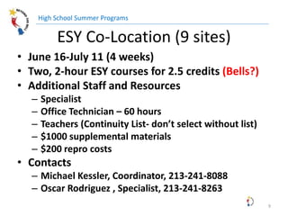 2014 Summer School Principals Meeting Presentation | PPT