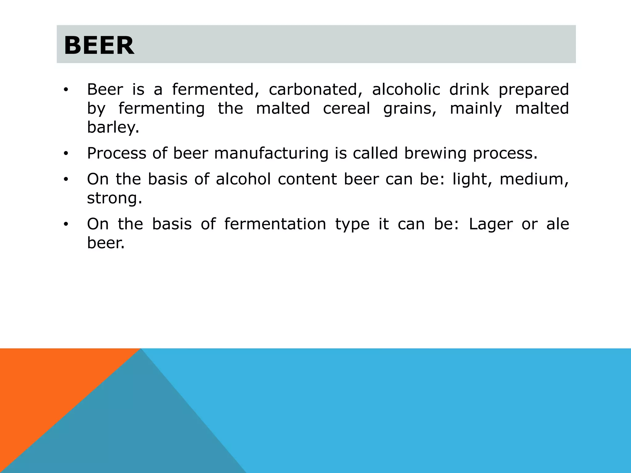 Brewing Process/ Beer manufacturing process/ Working of brewery | PPTX