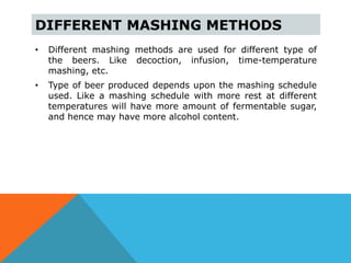 Brewing Process/ Beer manufacturing process/ Working of brewery | PPTX