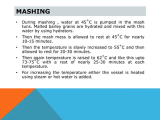Brewing Process/ Beer manufacturing process/ Working of brewery | PPTX