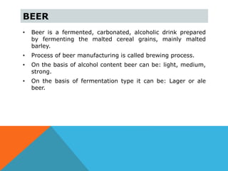 Brewing Process/ Beer manufacturing process/ Working of brewery | PPTX