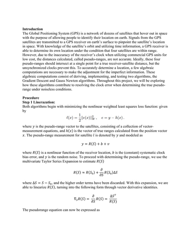 Algorithms for Global Positioning | PDF