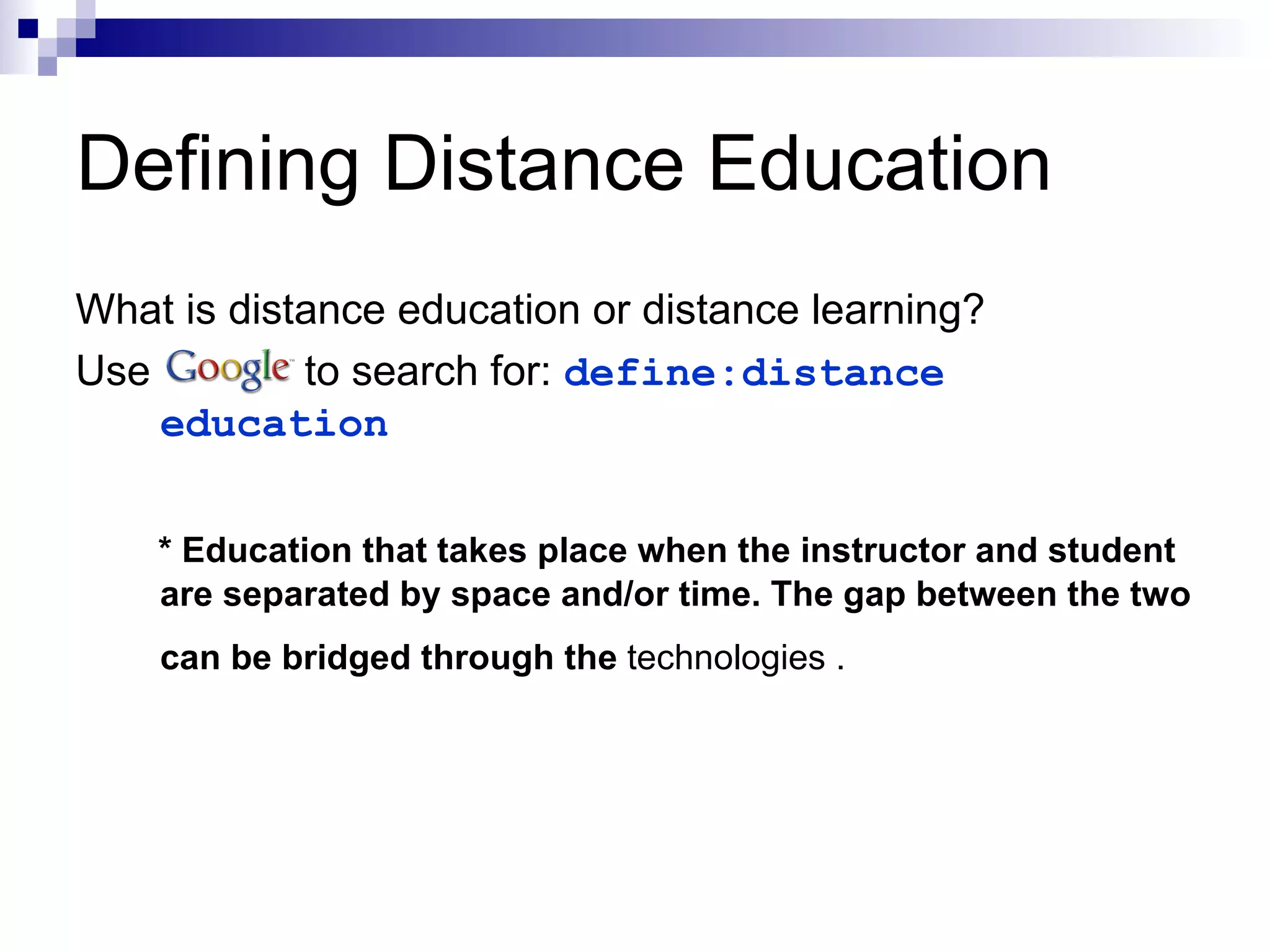 Distance Education Definition | PPT