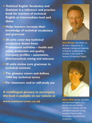 Technical English Vocabulary and Grammar | PDF