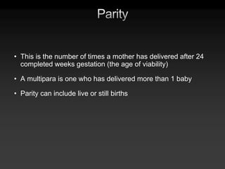 Obstetric Terminology | PPTX