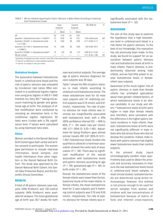 1 testosterone levels in umbilical cord blood and risk of pyloric ...