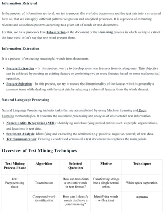 Text mining steps with examples and sample | PDF | Search | Internet