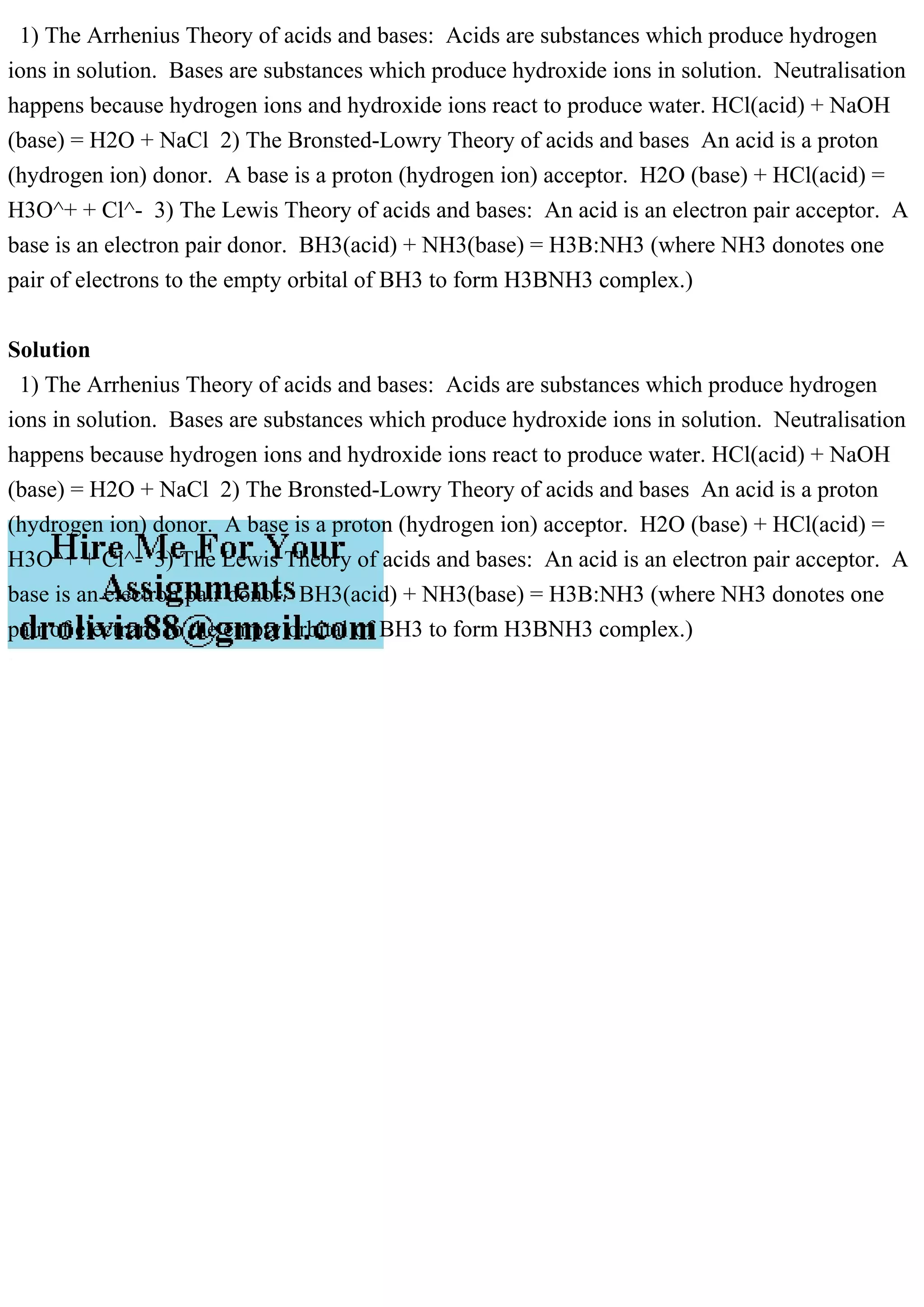 1) The Arrhenius Theory of acids and bases Acids are substances wh.pdf