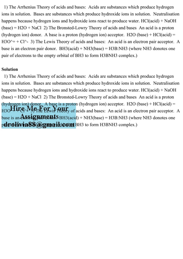 1) The Arrhenius Theory of acids and bases Acids are substances wh.pdf
