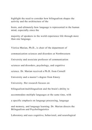 1 The Cognitive Benefits of Being Bilingual By .docx