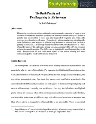 1 The Death Penalty And Plea Bargaining To Life Sentences | PDF