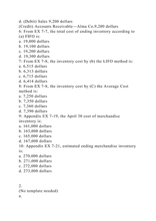 1 The ending merchandise inventory for 2007 is the same as the be.docx
