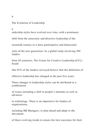 1 The Evolution of Leadership Theory Although the pra.docx