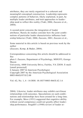 1 The Evolution of Leadership Theory Although the pra.docx