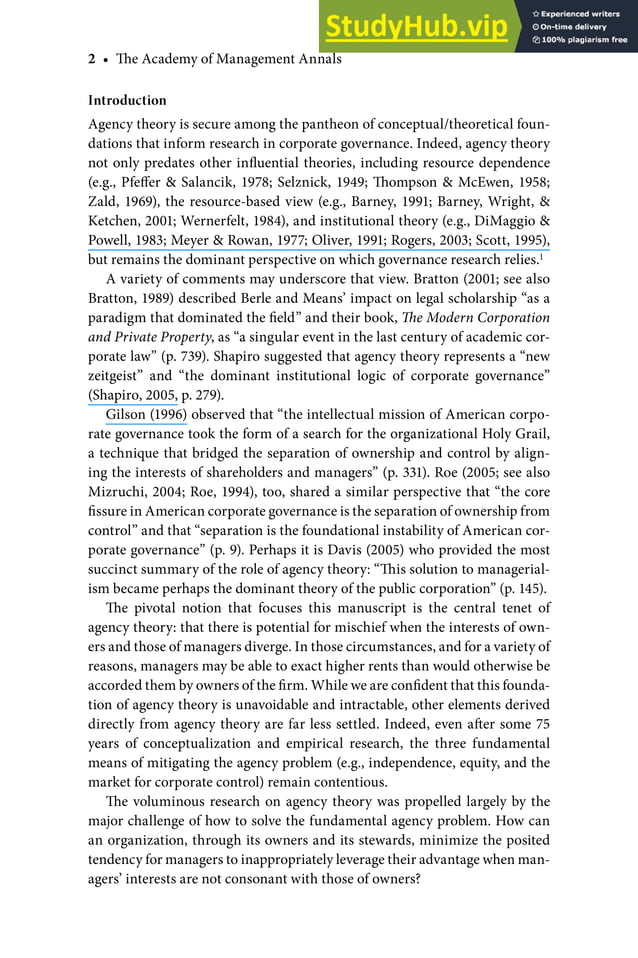 1 The Fundamental Agency Problem And Its Mitigation | PDF