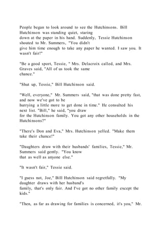 !1The Lottery” By Shirley Jackson The morning of | DOCX