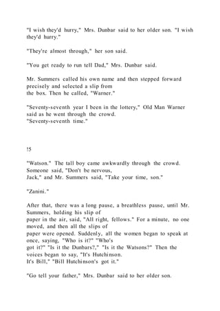 !1The Lottery” By Shirley Jackson The morning of | DOCX