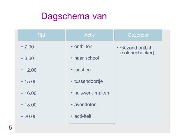 mijn dagschema les 3