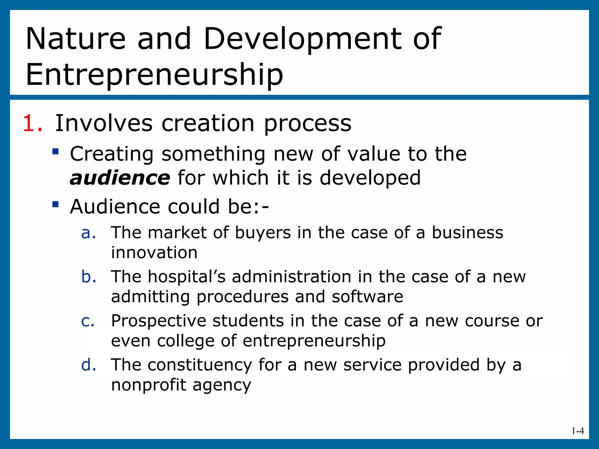 1 the nature and importance of entrepreneurs | PDF | Startups | Business