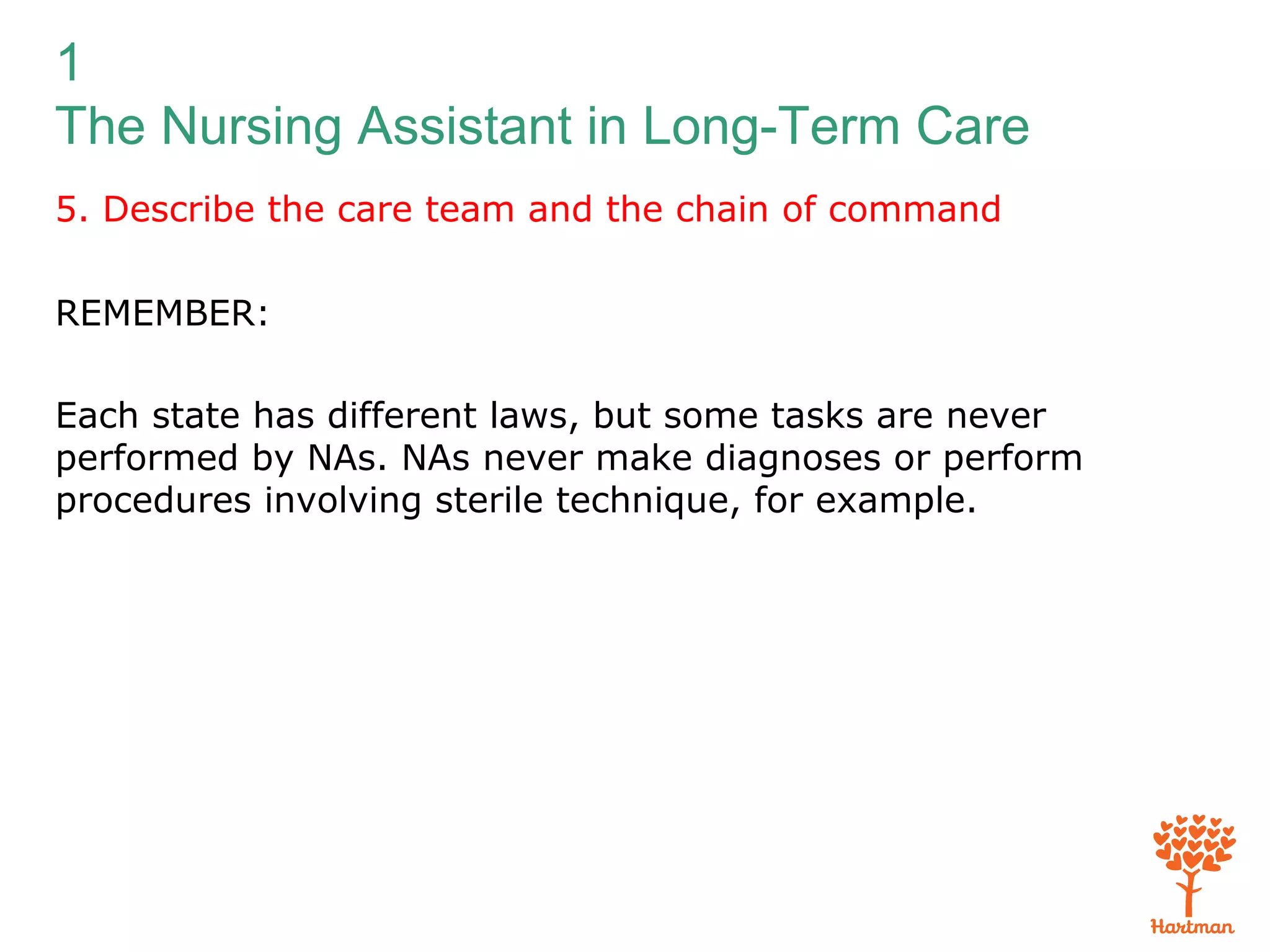 The nursing assistant in long term care | PPT