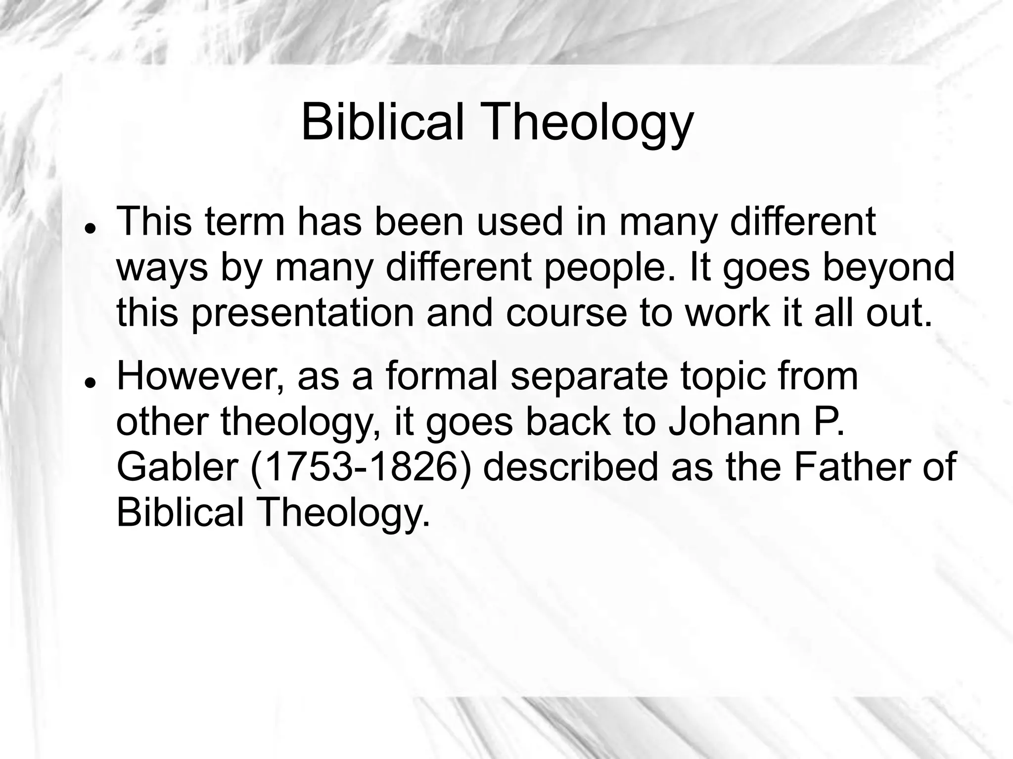 Biblical Theology Prologue | PPT