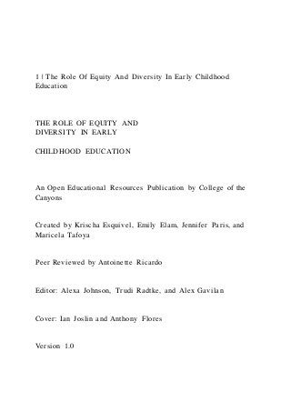 1 The Role Of Equity And Diversity In Early Childhood Educat | PDF