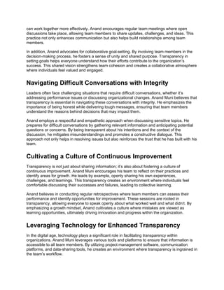 =The Role of Transparency in Anand Muni’s Leadership Style.docx