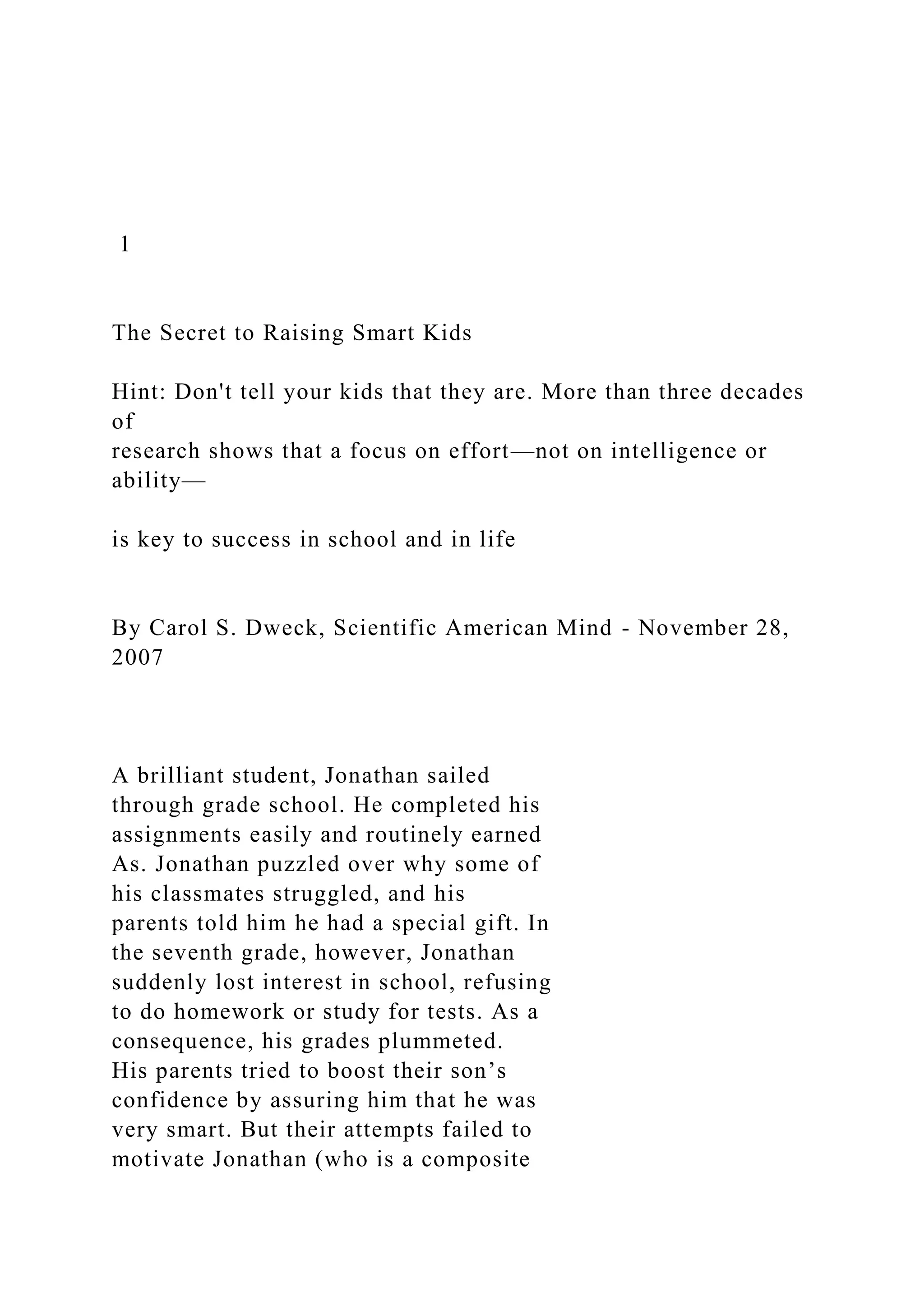 1 The Secret to Raising Smart Kids Hint Dont tel.docx