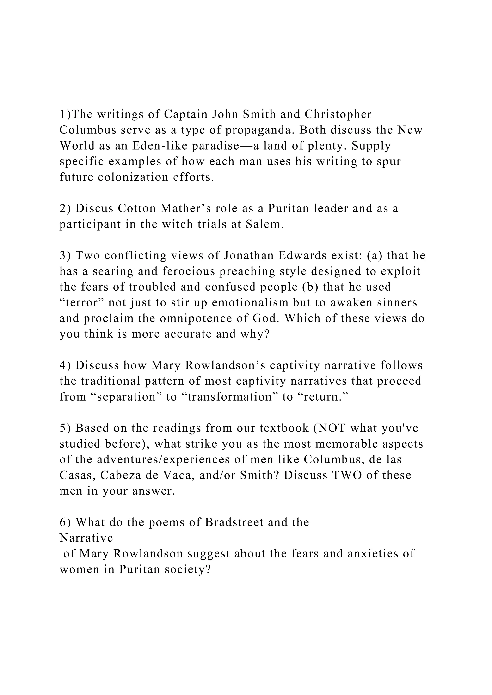 1)The writings of Captain John Smith and Christopher Columbus se.docx