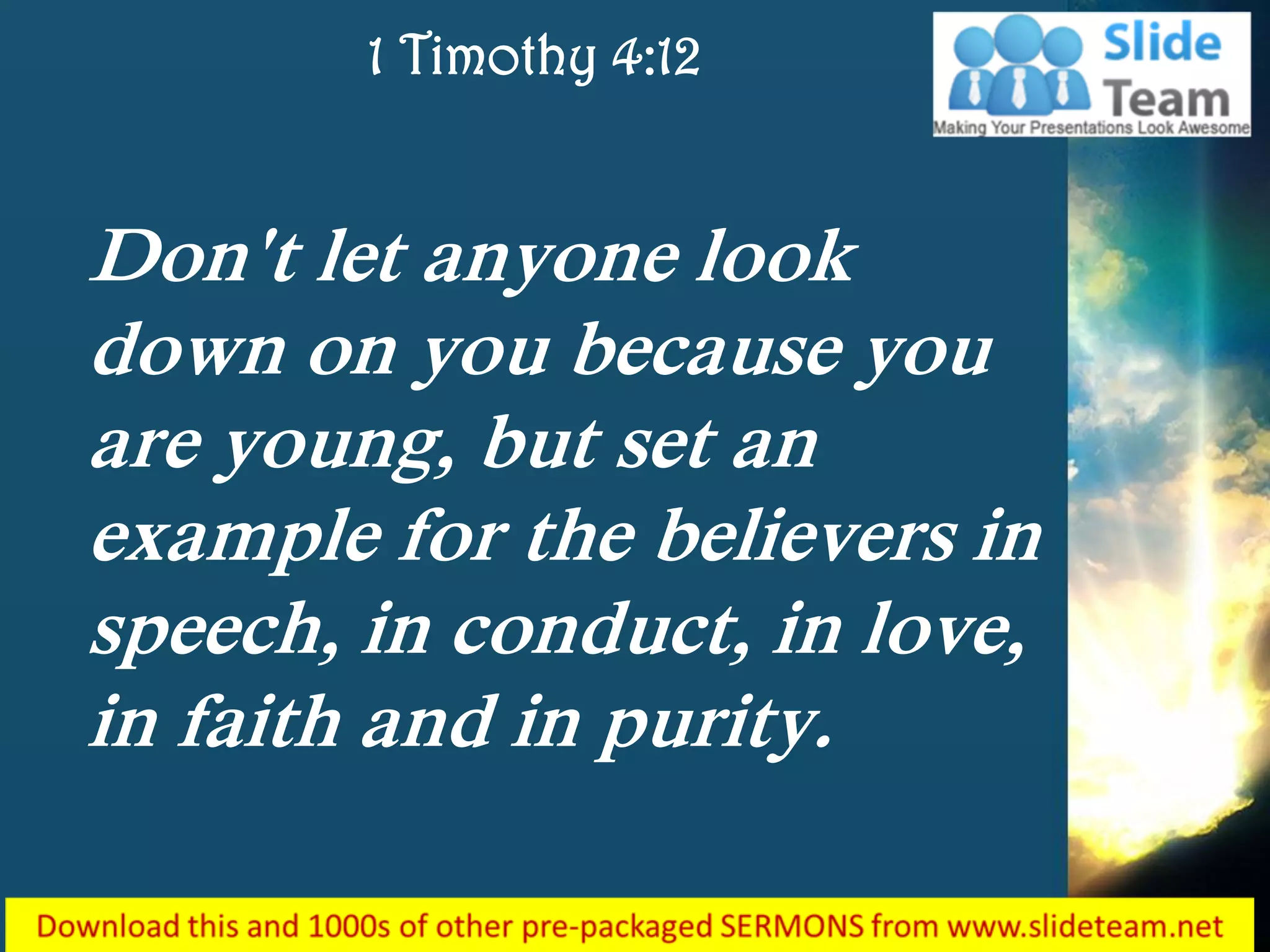 1 timothy 4 12 love in faith and in purity power point church sermon | PDF