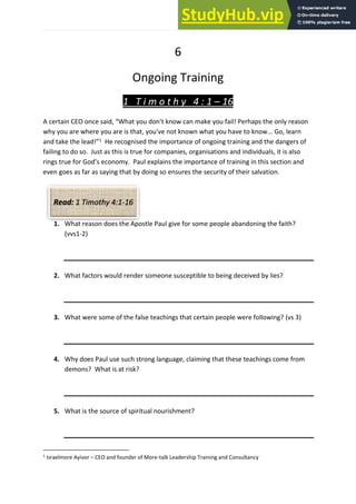 1 Timothy Bible Study | PDF